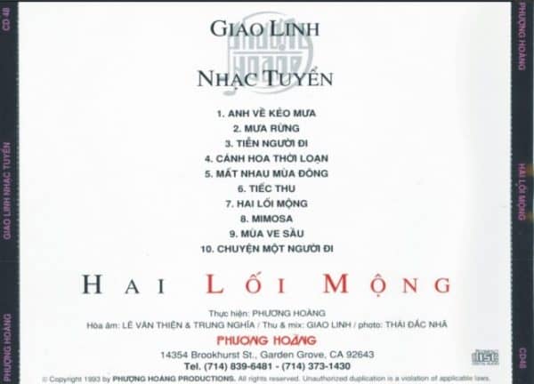 Băng cối Hai lối mộng - Giao Linh - Thế Giới Đĩa